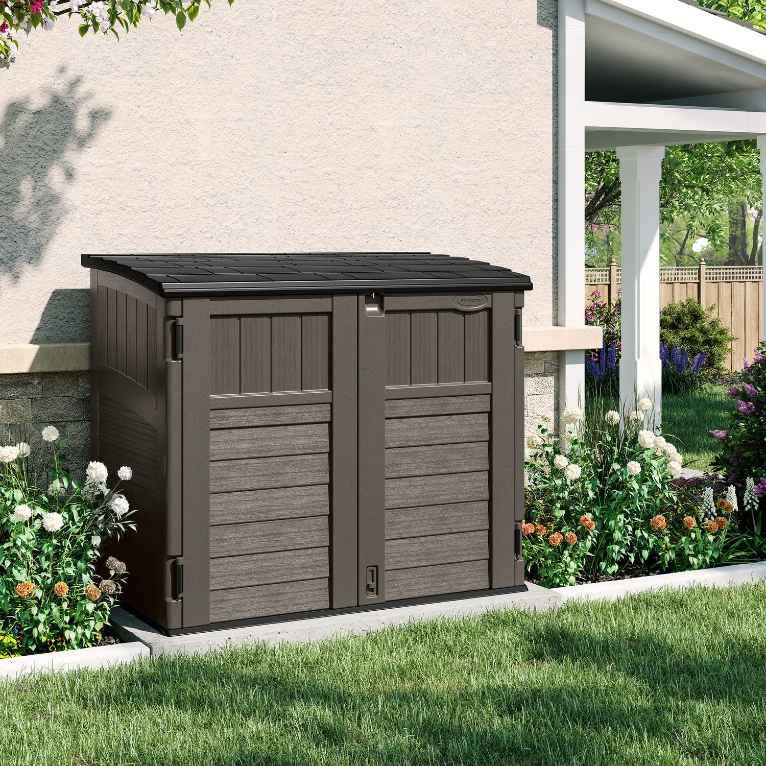 Suncast Stow-Away Store Stone Grey | Greenhouse Stores